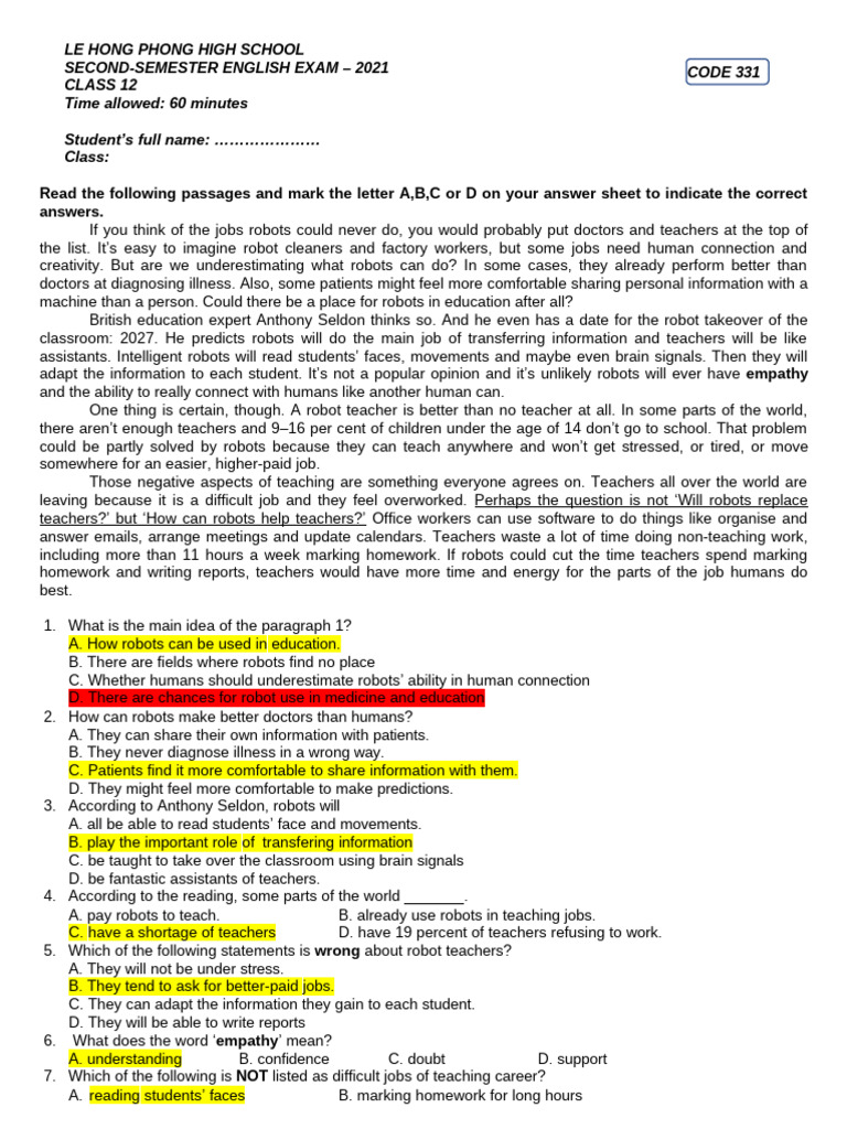 2021 K12 2nd Key | PDF