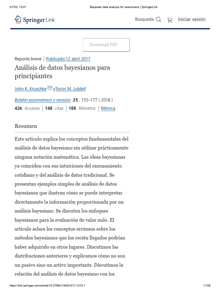 Bayesian data analysis for newcomers _ SpringerLink | PDF