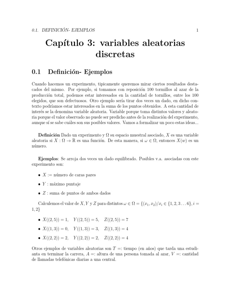 Capítulo 3 Variables Aleatorias Discretas | PDF