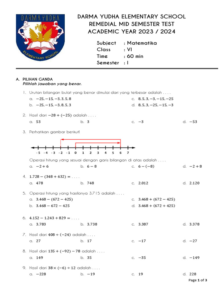 SOAL REMEDIAL MID SEMESTER 1 2023 V1 | PDF