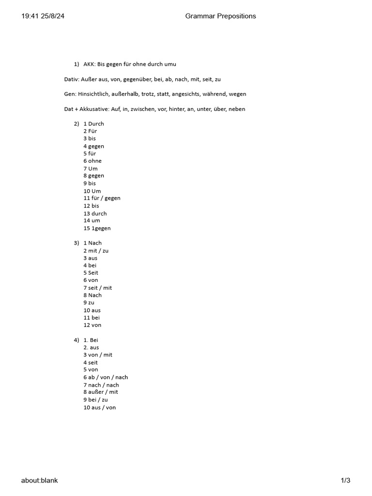 Grammar Prepositions | PDF