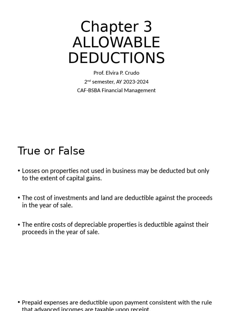 Questions On Allowable Deductions | PDF