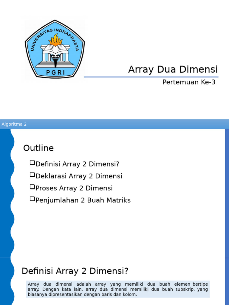 Pertemuan-3 Array 2 Dimensi Z | PDF Pertemuan-3 Array 2 Dimensi Z | PDF