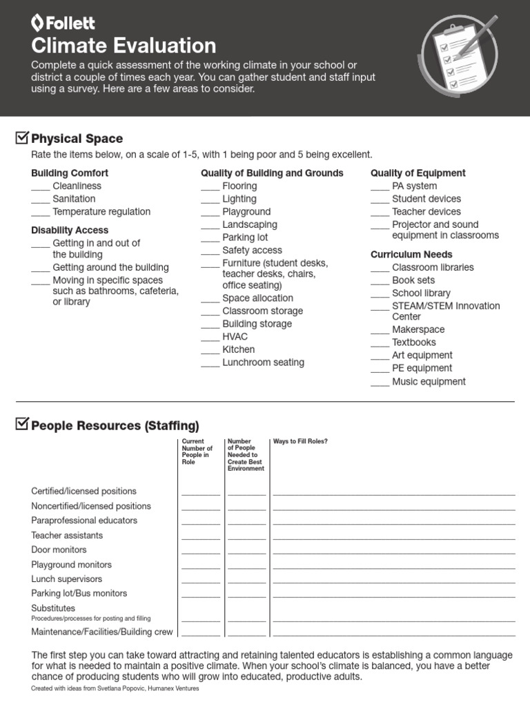 Climate Evaluation Worksheet | PDF