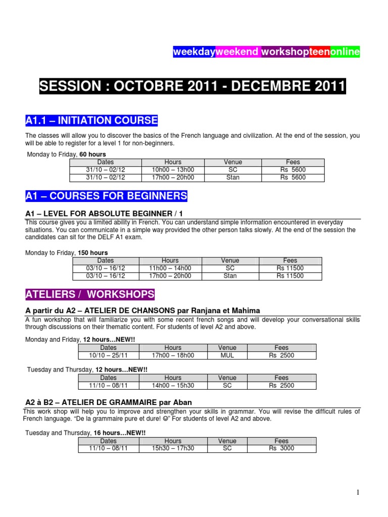 French Courses for All Levels | PDF | Communication | Cognition