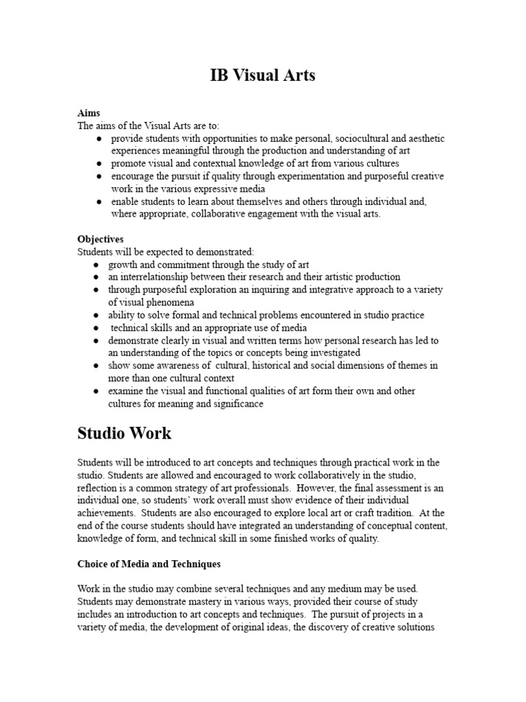 Ib Visual Arts SL Syllabus | PDF