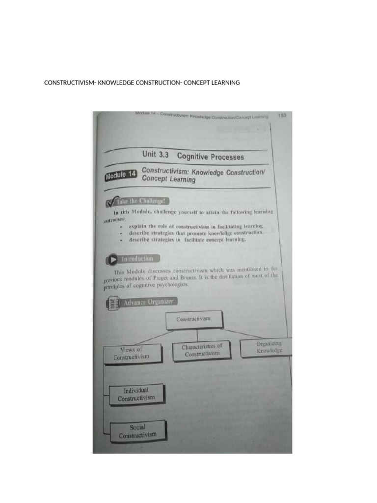 Constructivism Knowledge Construction Concept Learning | PDF
