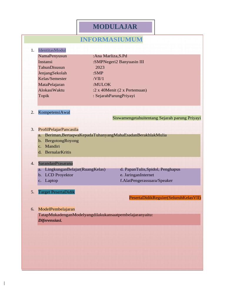 Modul Mulok Bab 3 | PDF