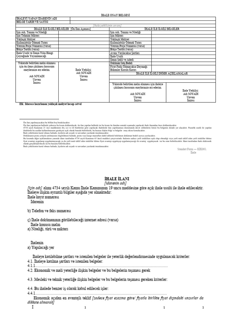 Ek 1 Standart Formlar | PDF