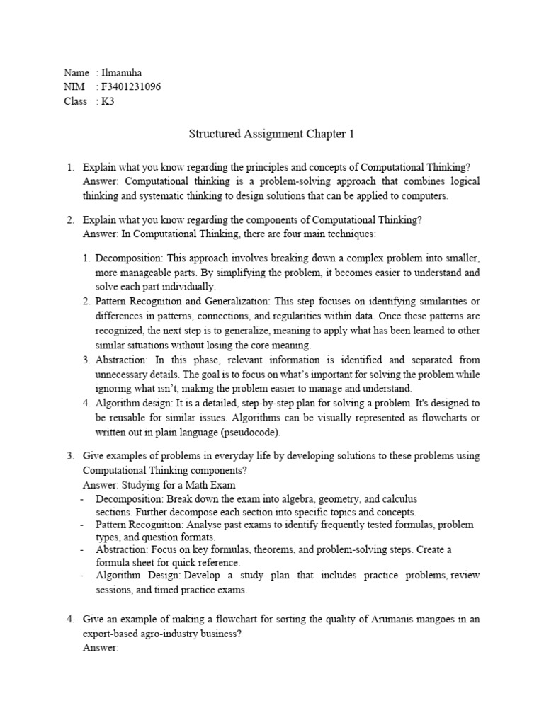 F3401231096 - Ilmanuha - Chapter 1 Structured Assignment | PDF | Algorithms | Thought