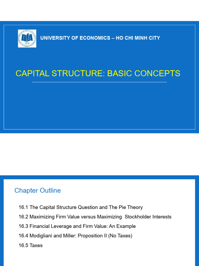 Capital Structure: Basic Concepts: University of Economics - Ho Chi Minh City | PDF