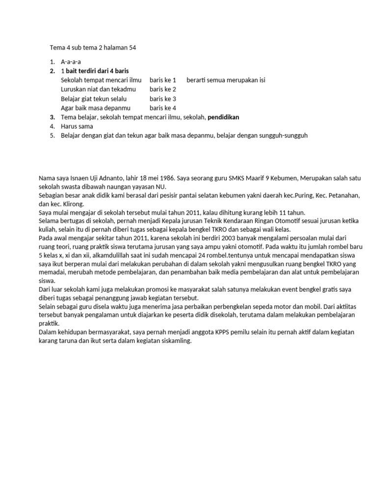 Tema 4 Sub Tema 2 Halaman 54 | PDF