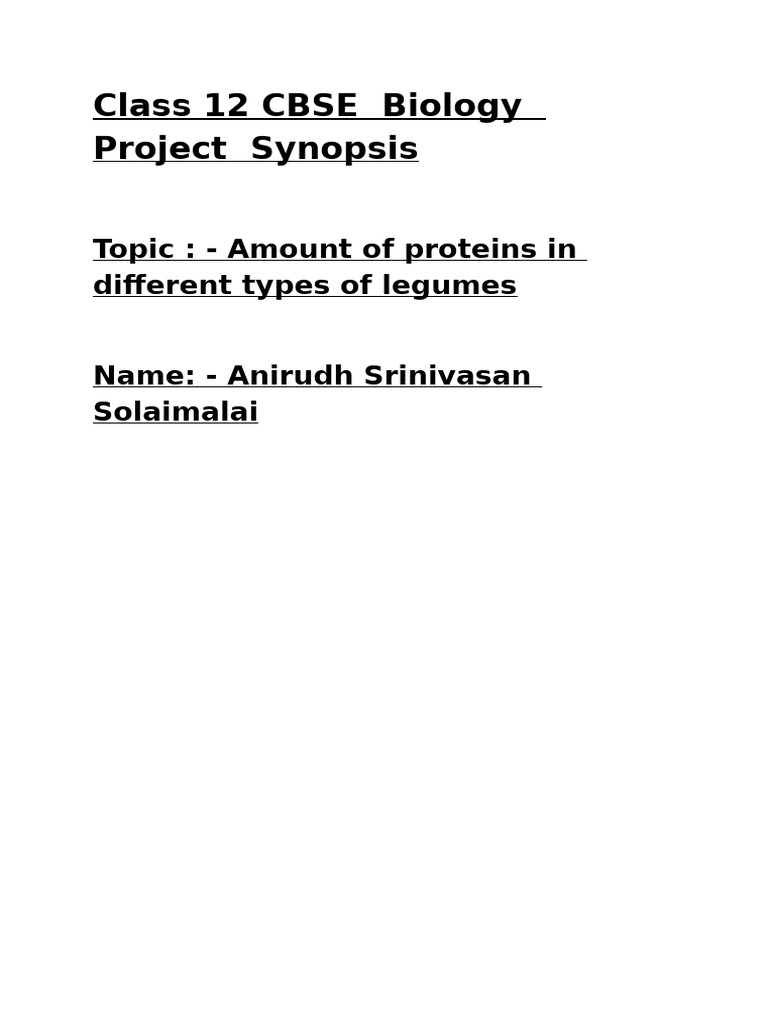 Anirudh CBSE Projet Synopsis Biology Class 12 | PDF