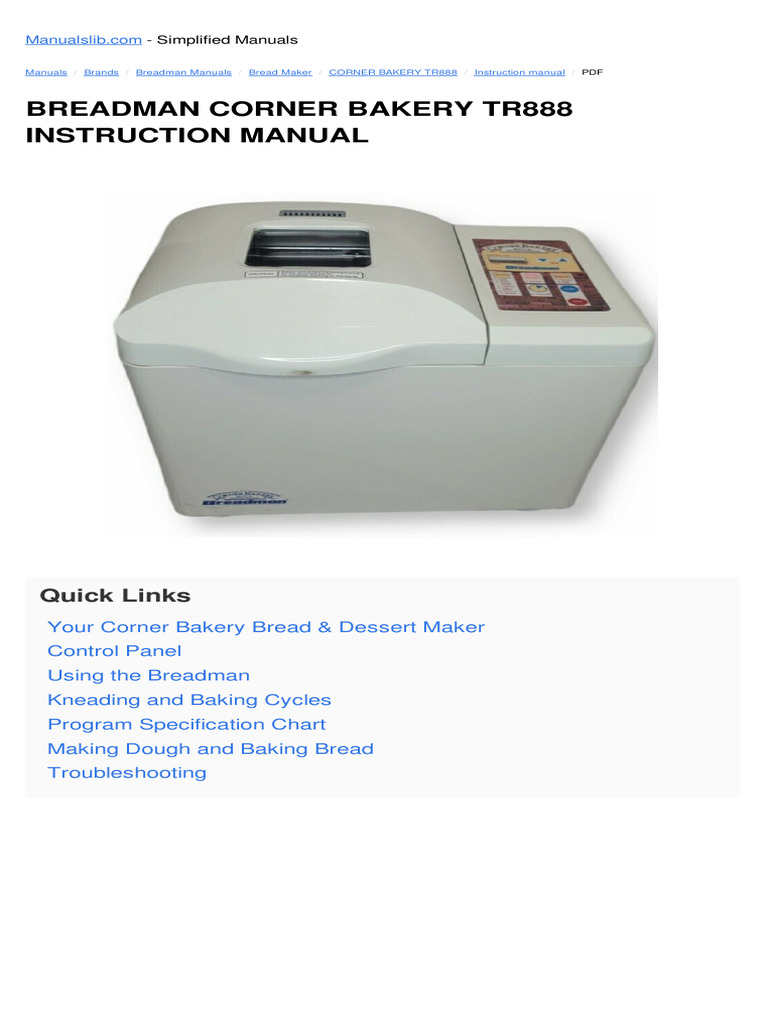 Manual Maquina de Pao Breadman | PDF