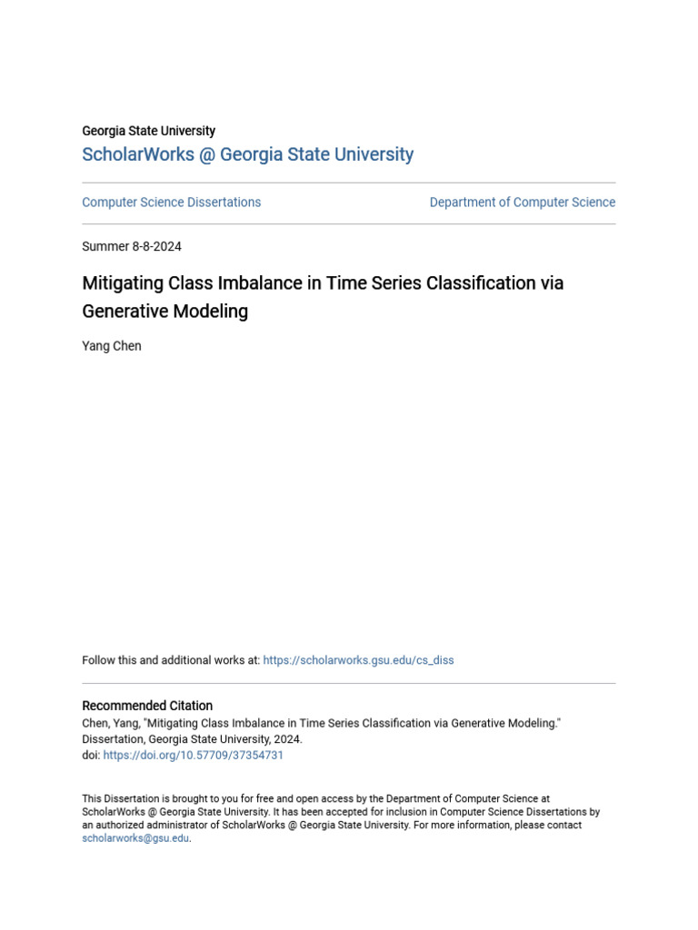 Mitigating Class Imbalance in Time Series Classification Via Gene | PDF