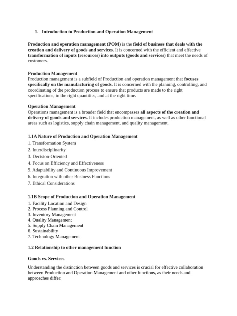 Production and Operations Management Overview | PDF | Competitive ...