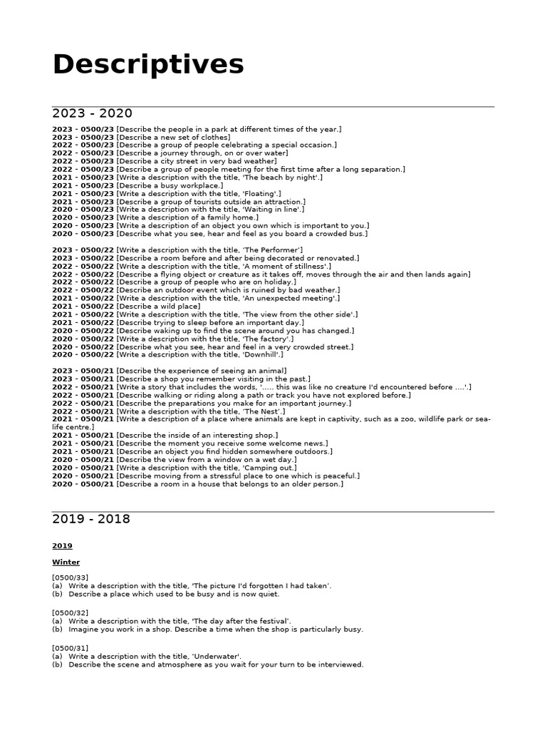 All Descriptive Topics | PDF