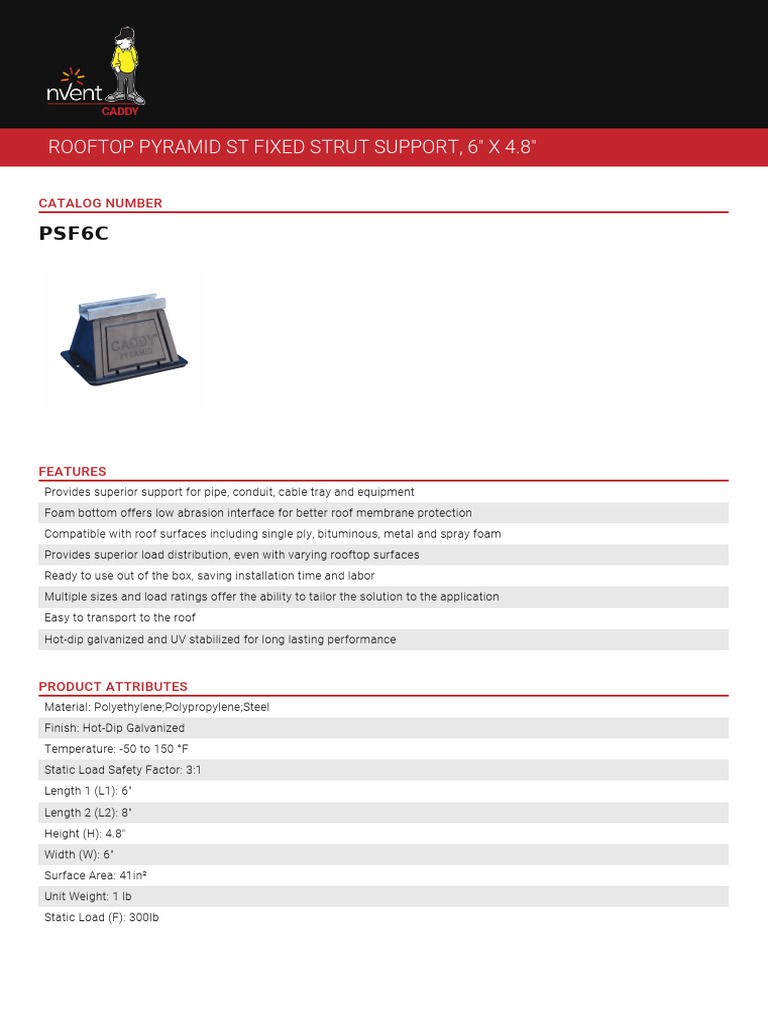 Nvent CADDY Rooftop Pyramid ST Fixed Strut Support 6 Quot X 4 8 Quot ...