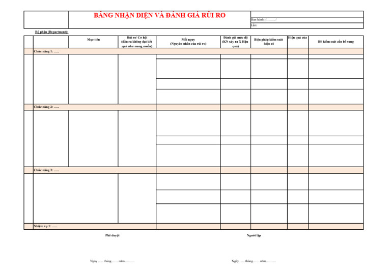 Bieu Mau Danh Gia Rui Ro Tham Khao IN HV | PDF