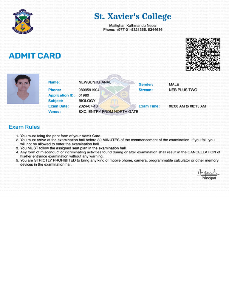 St. Xavier's Admit Card | PDF
