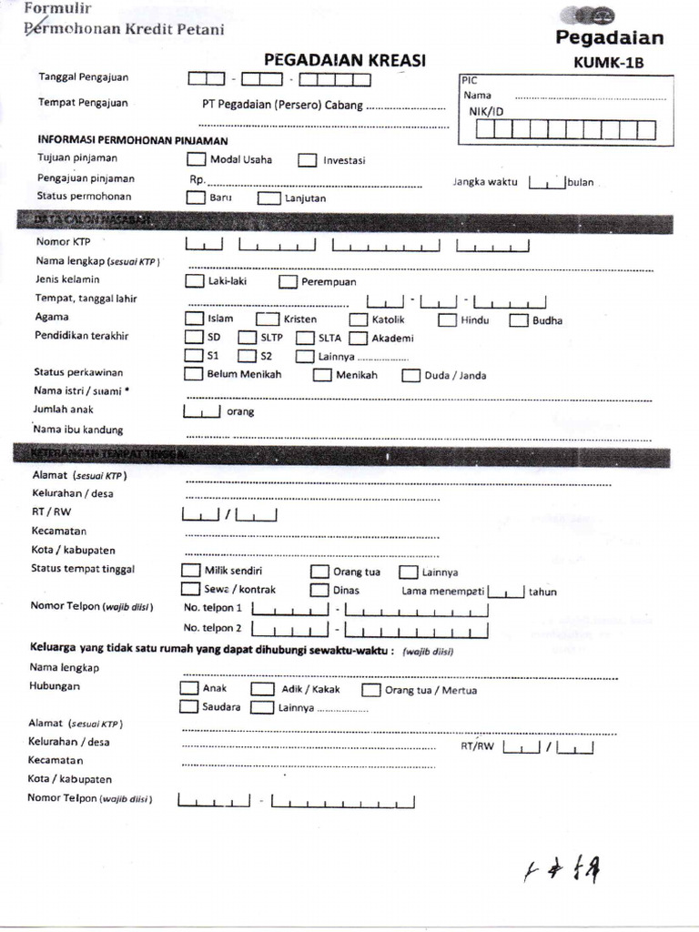 Form Pegadaian | PDF