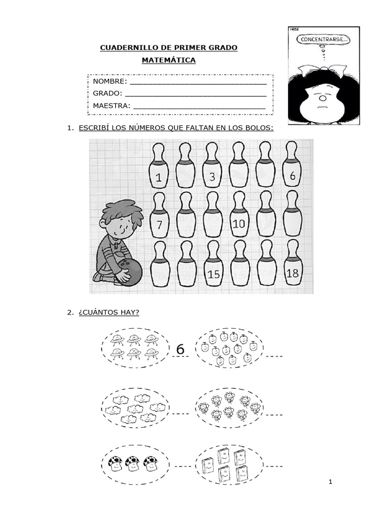 Cuadernillo Matemática 1°grado | PDF