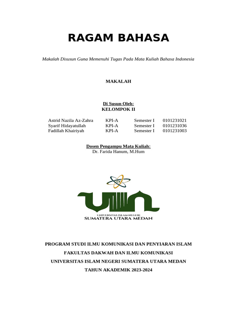 Ragam Bahasa | PDF