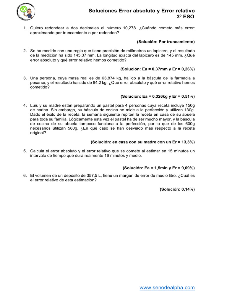 Soluciones-Ejercicios-Error-absoluto-Error-relativo-3ESO | PDF