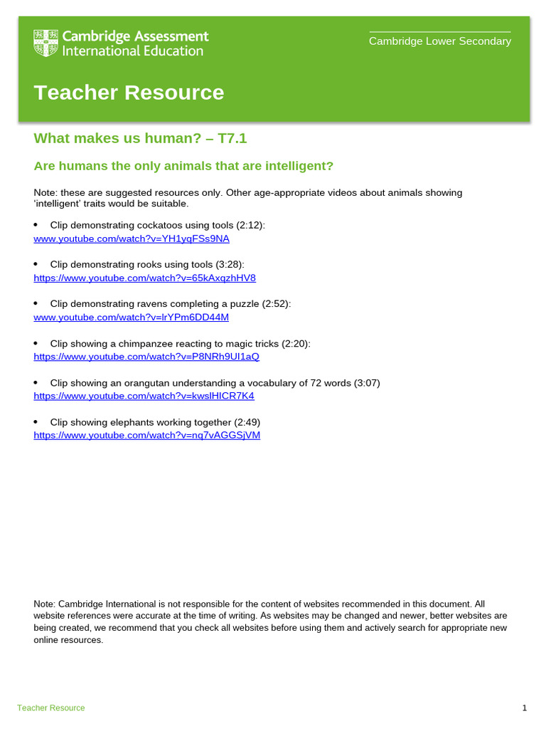 Teacher Resource - What Makes Us Human - T7.1 - tcm143-467646 | PDF