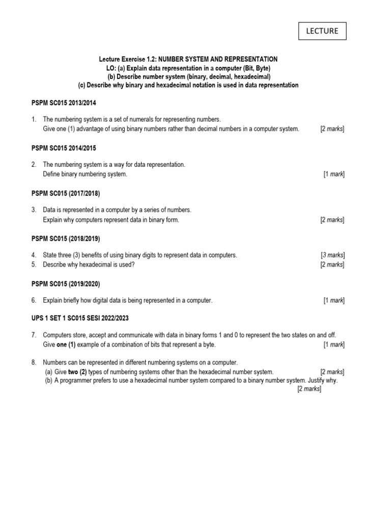 Lecture Exercise 1.2 (A) (B) (C) | PDF