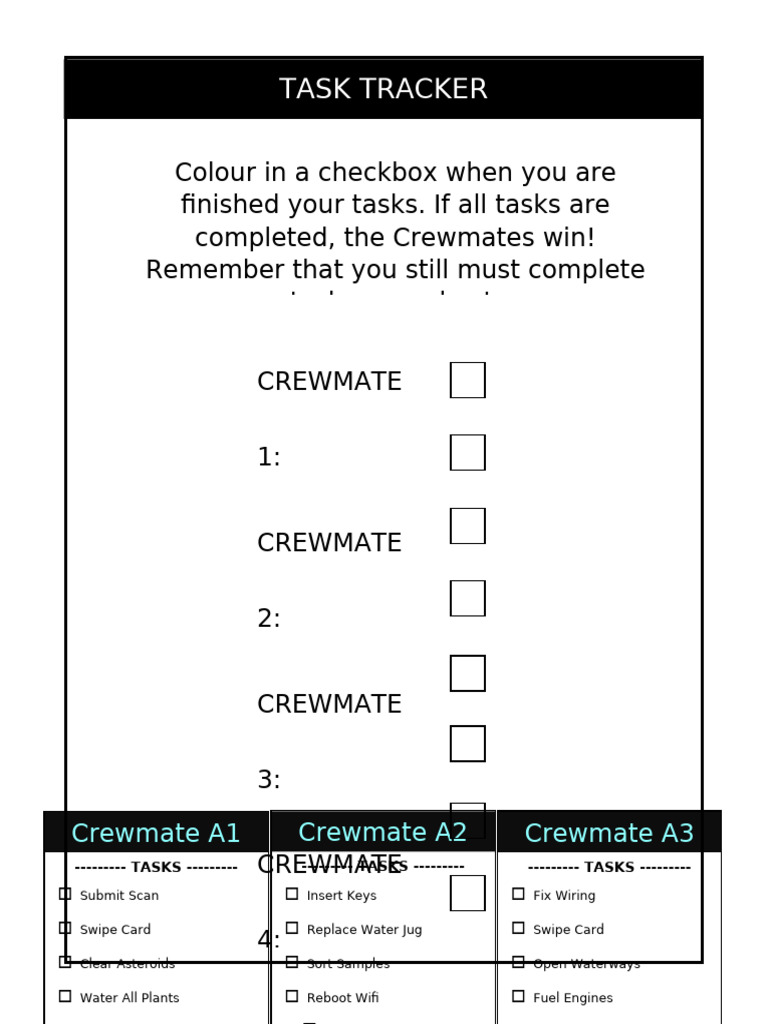 AMONG US IRL Editable Player Cards 1 | PDF