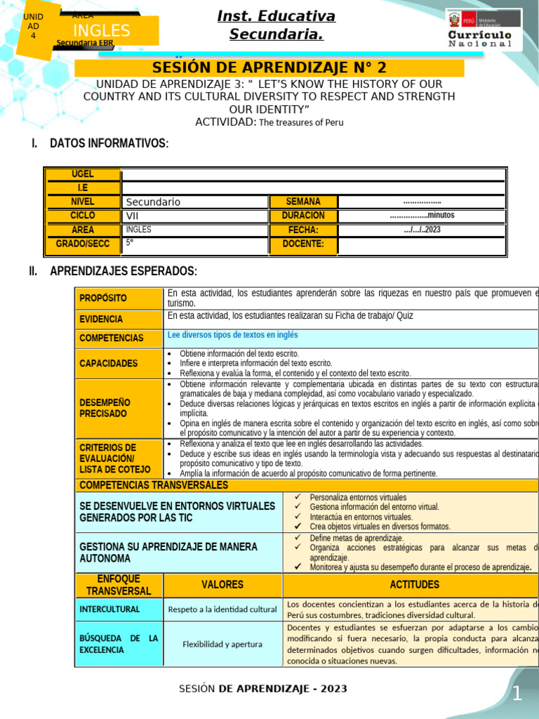 5° SES ACT 02-INGLES-U4 | PDF