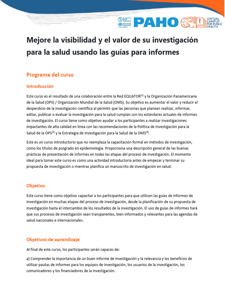 Syllabus - Equator - Reporting Guidelines - 2023 - ESP | PDF