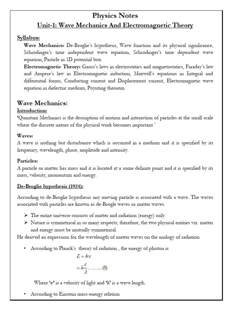 Unit 1 Pdf Phy Notes Pdf