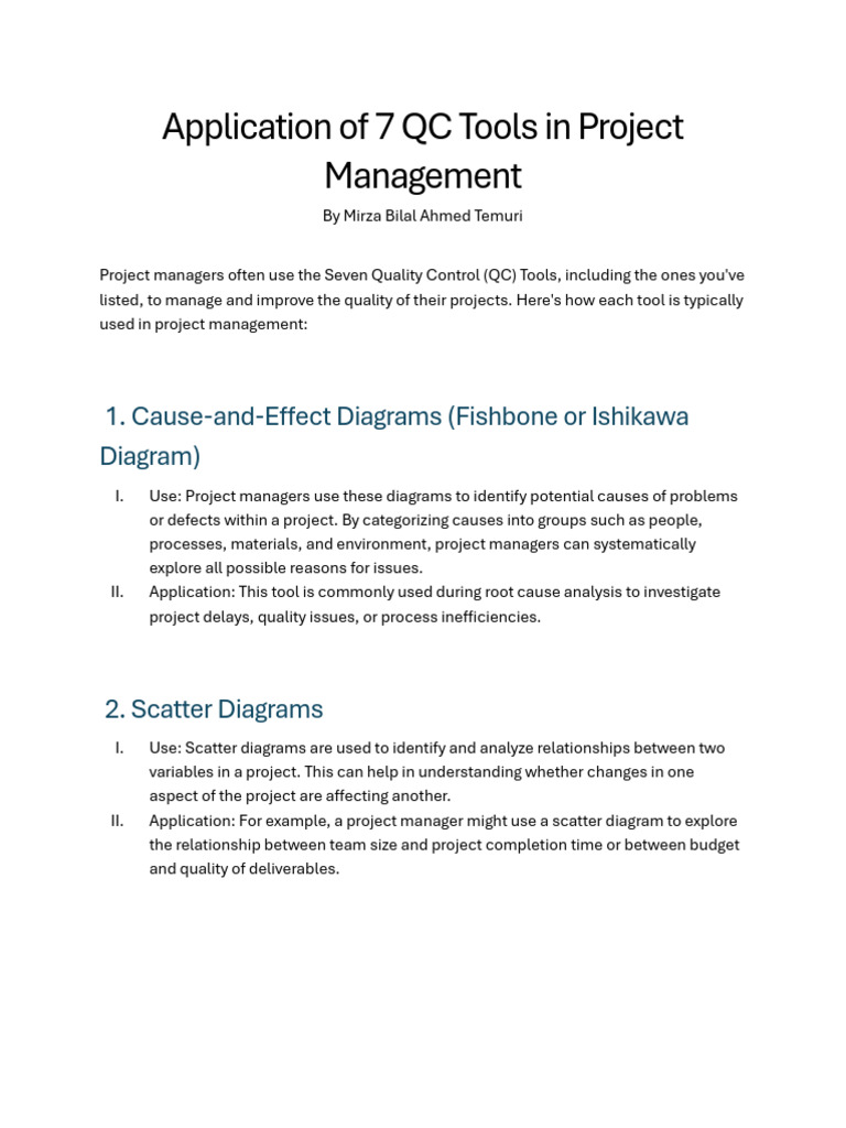 Application of 7 QC Tools in Project Management - BT | PDF