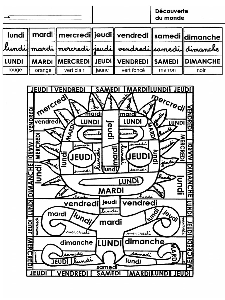 Coloriage Magique-Jours de La Semaine | PDF