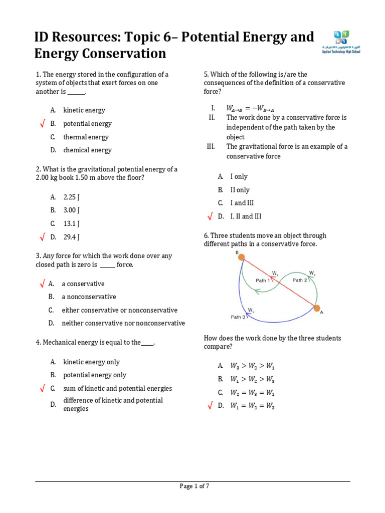 PHY61-Topic 6-Potential Energy and Energy Conservation-AK | PDF