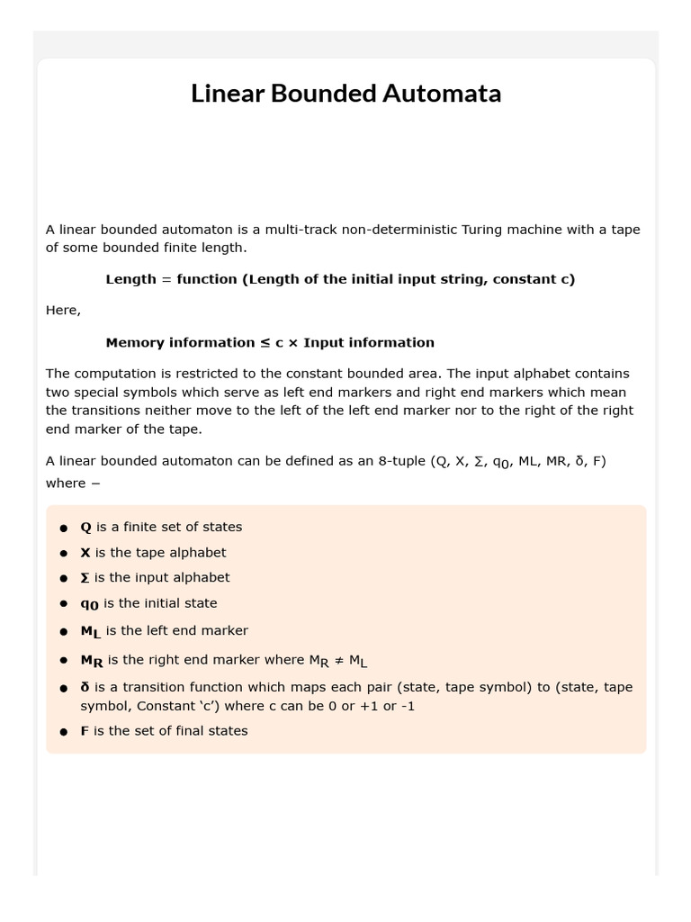 Linear Bounded Automata | PDF