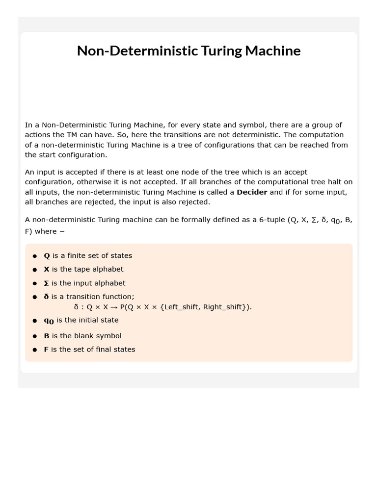 Non-Deterministic Turing Machine | PDF