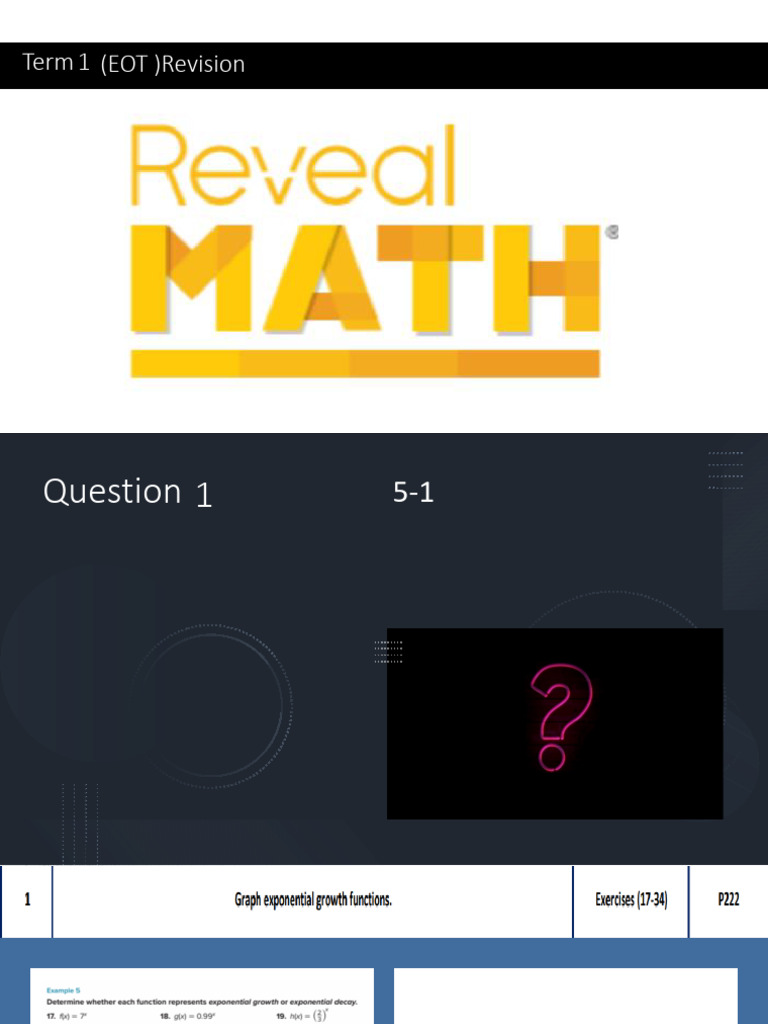 Term 1 (EOT) Reveal Math 11 ADV. Solutions.... | PDF