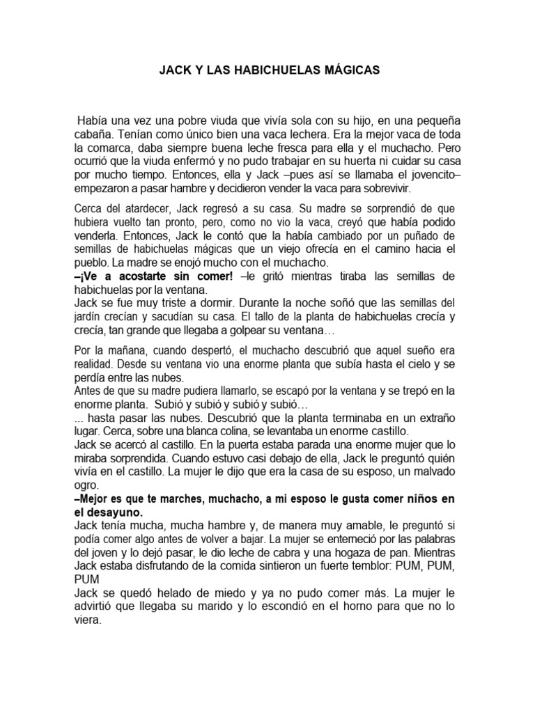 Jack y Las Habichuelas Mágicas | PDF