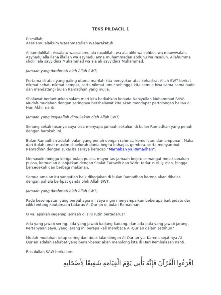 Teks Pildacil 1 | PDF