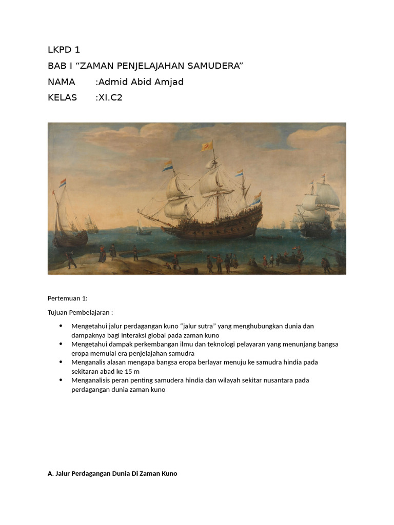 Admid Abid Amjad - LKPD 1 Bab 1 Zaman Penjelajahan Samudra | PDF