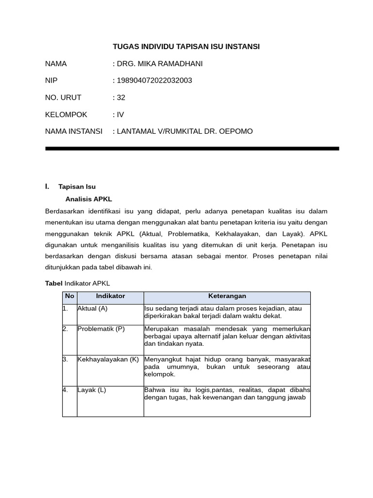 Tugas Individu Tapisan Isu Apkl Revisi | PDF