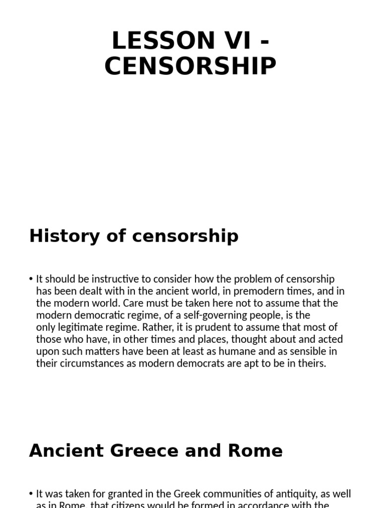 Lesson Vi - Censorship | PDF