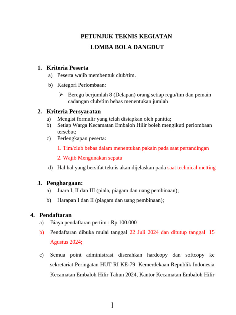 Juknis Bola Dangdut | PDF