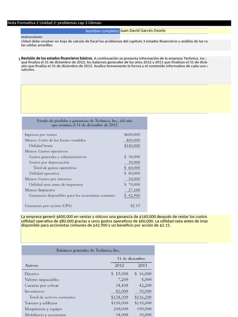 Nota Formativa 1 Problemas Cap 3 (Juan Garces) | PDF