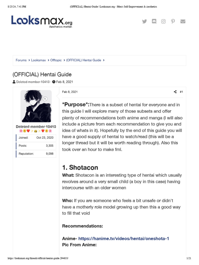 (OFFICIAL) Hentai Guide - Looksmax - Org - Men's Self-Improvement & Aesthetics | PDF
