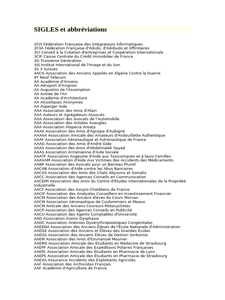 Sigles Et Abréviations | PDF