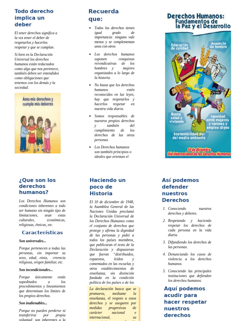 Triptico de Derechos Humanos 6 | PDF